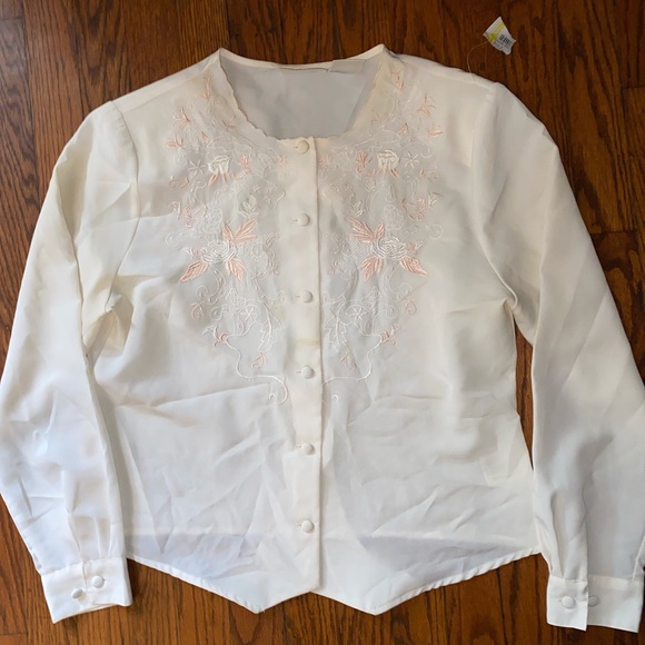 christie & jill | Tops | Christie Jill Embroider Stitch Silky Secretary ...